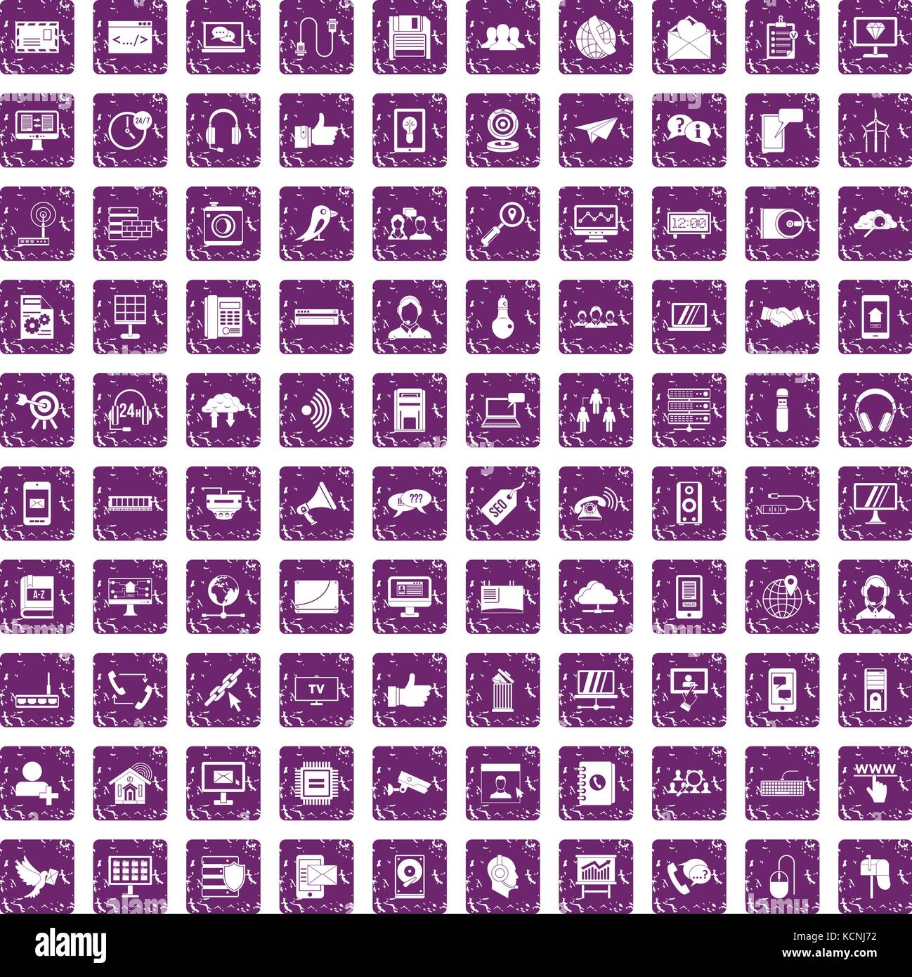 100 communication icons set grunge purple Stock Vector Image & Art - Alamy