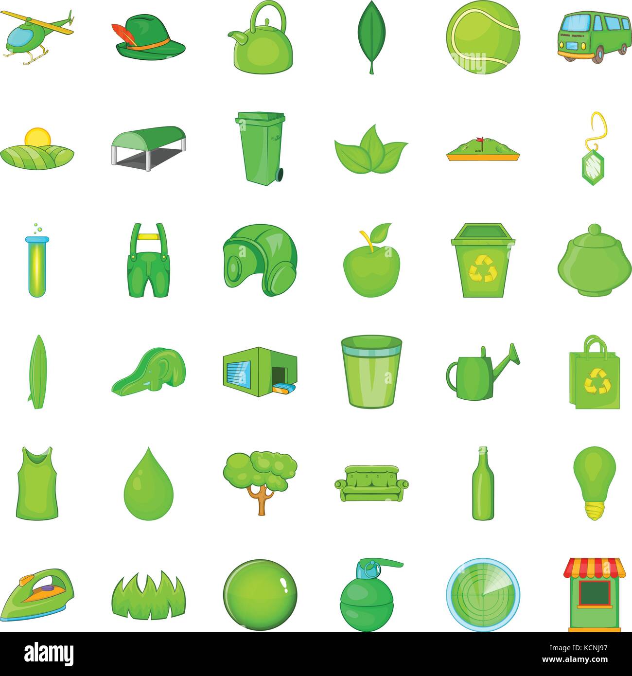 Green icons set, cartoon style Stock Vector Image & Art - Alamy