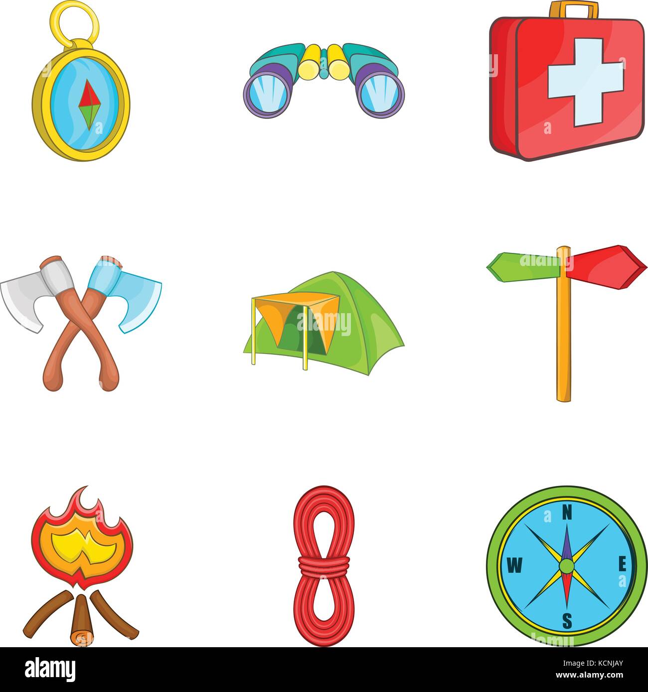 Promenade in forest icons set, cartoon style Stock Vector Image & Art ...