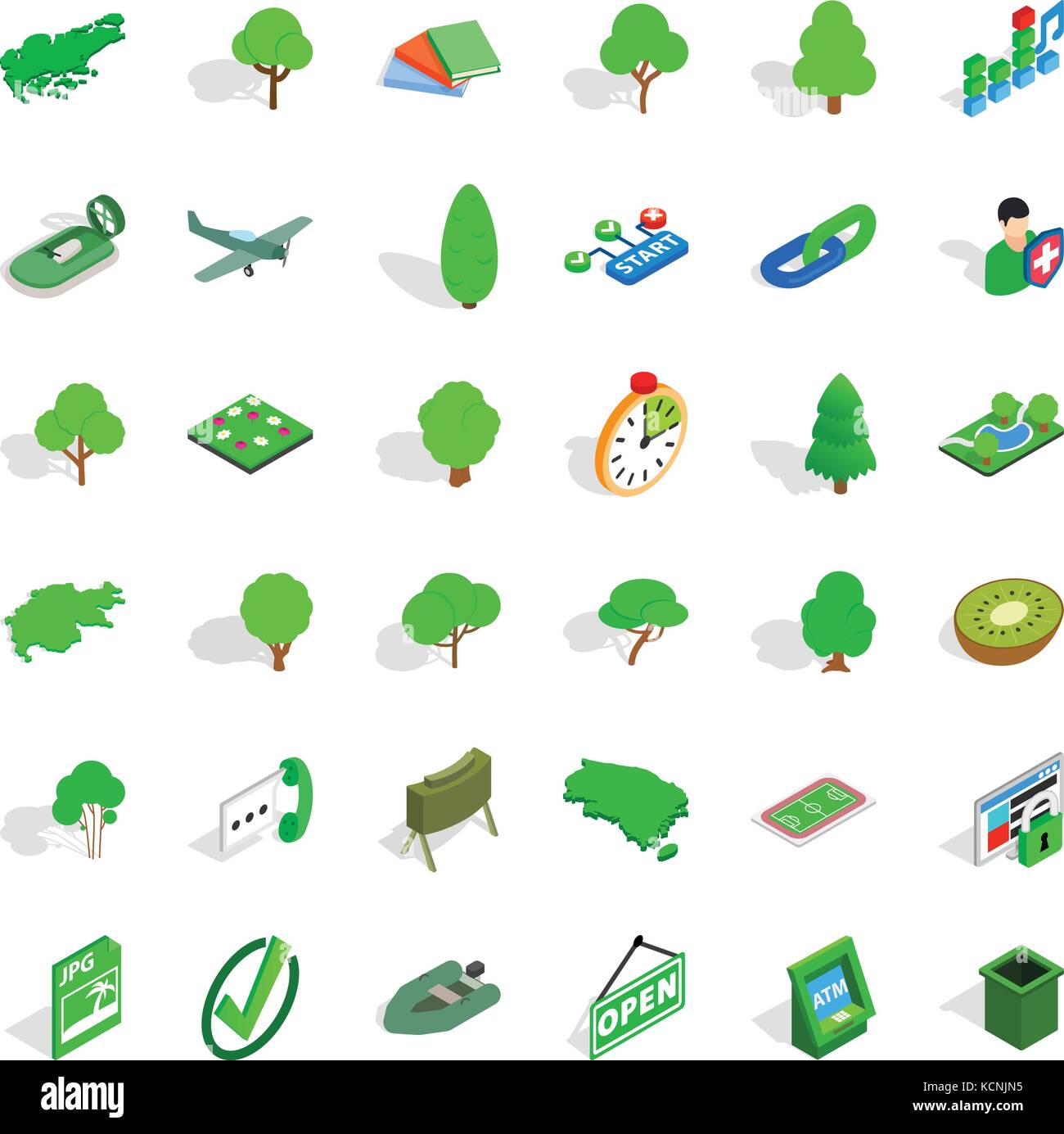 Green icons set, isometric style Stock Vector Image & Art - Alamy