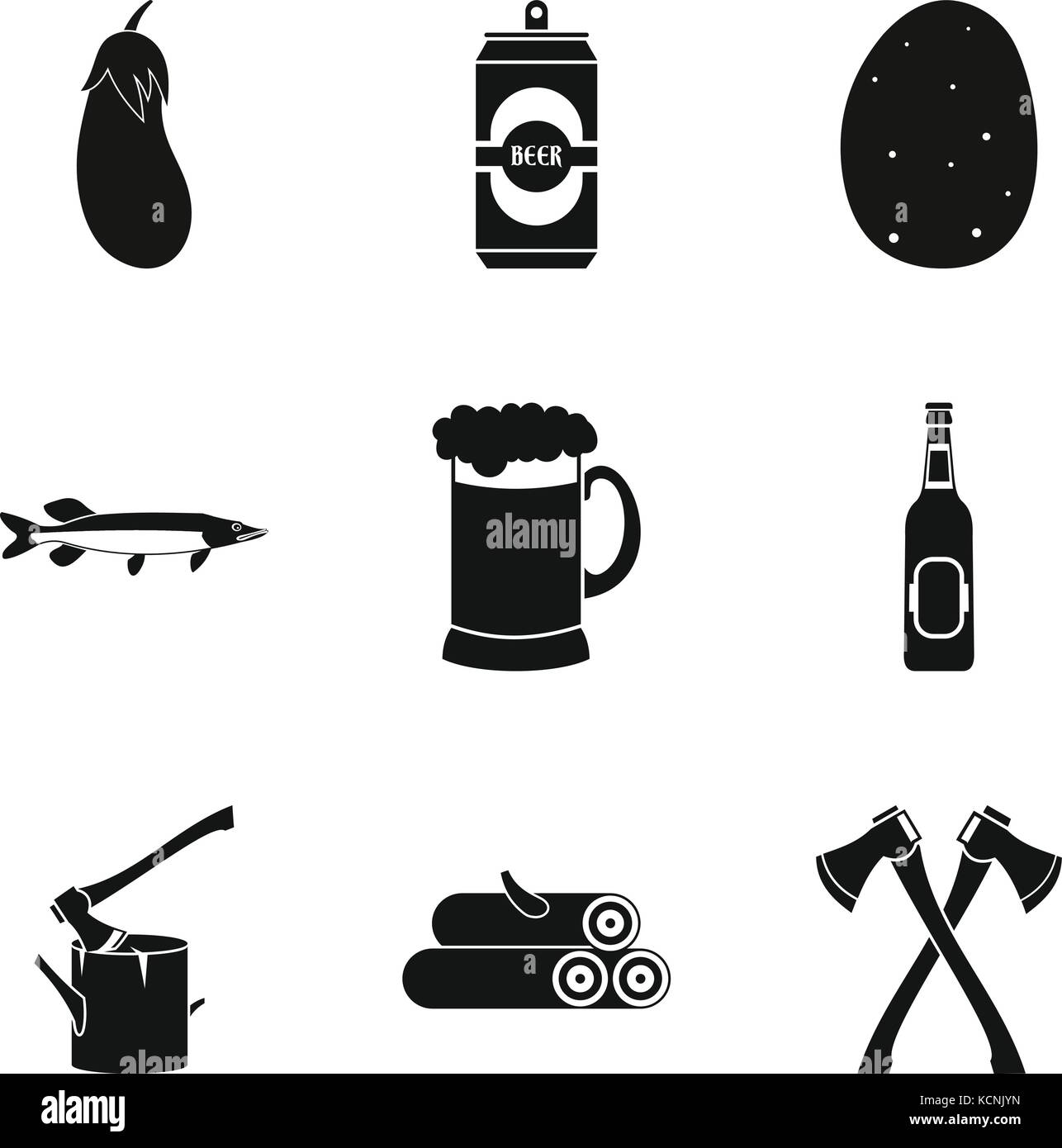 BBQ on open air icons set, simple style Stock Vector Image & Art - Alamy