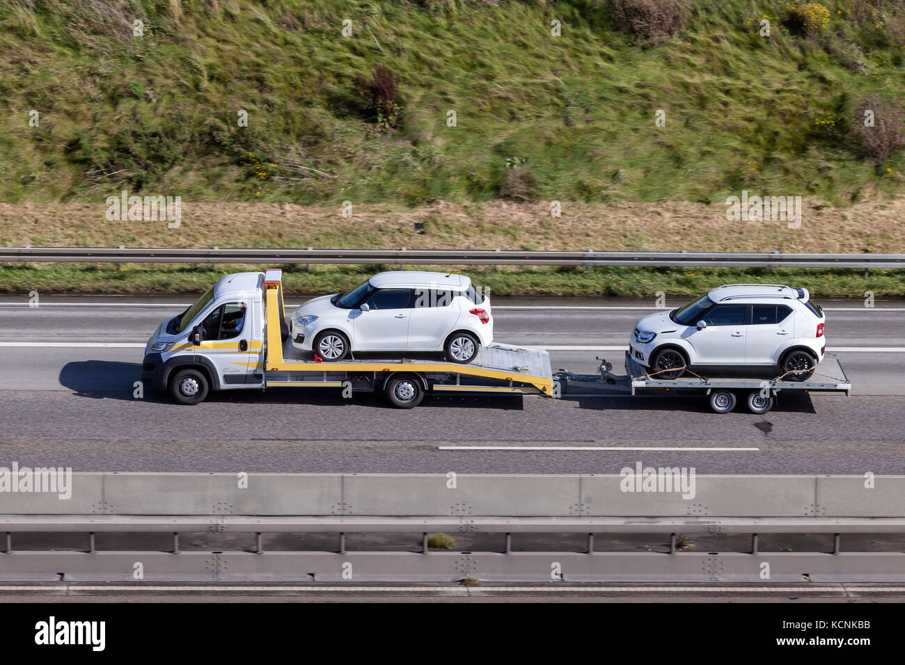 Frankfurt, Germany - Sep 19, 2017: Fiat Ducato car transporter with a ...