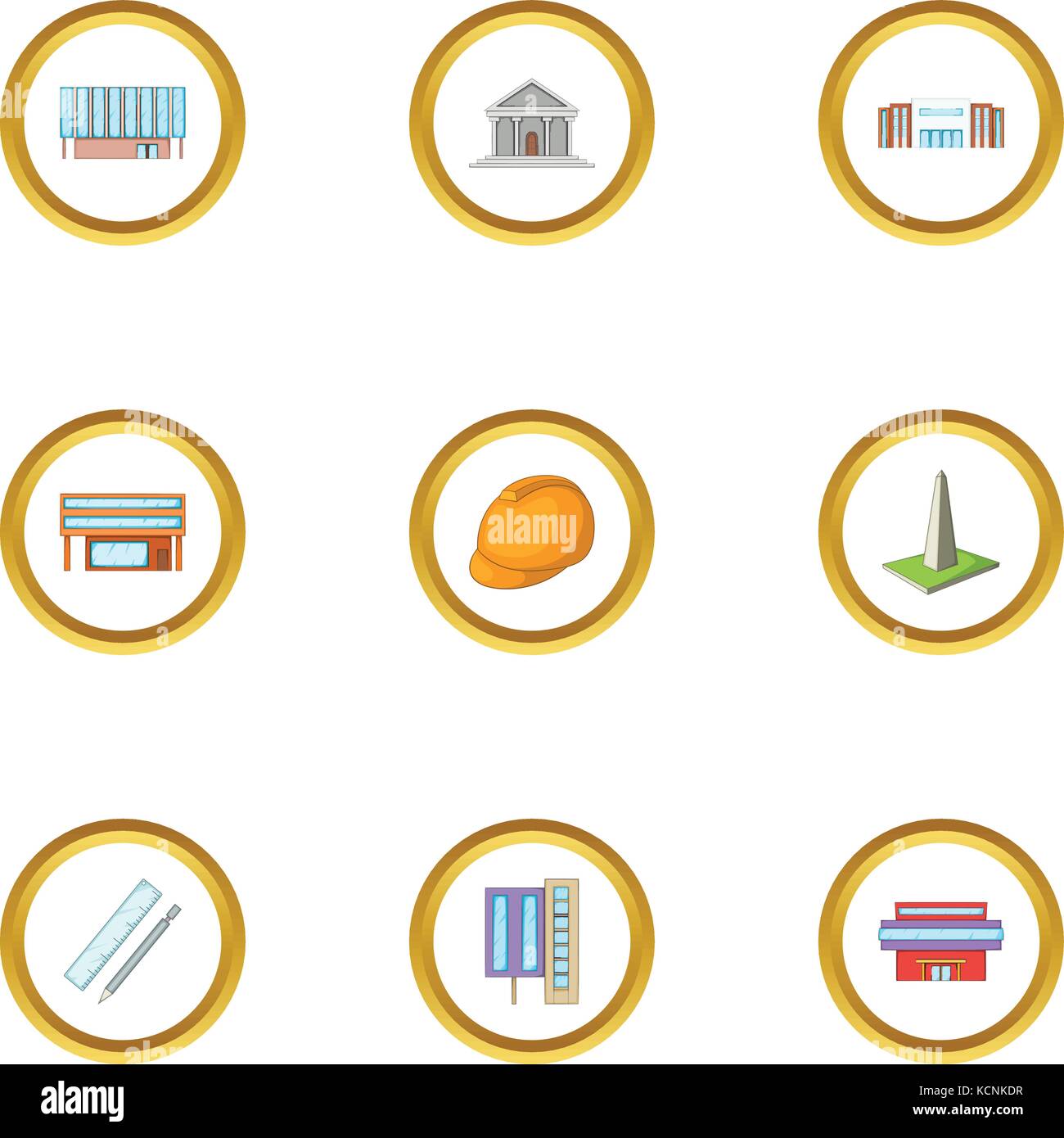 Architectural bureau icons set, cartoon style Stock Vector Image & Art ...