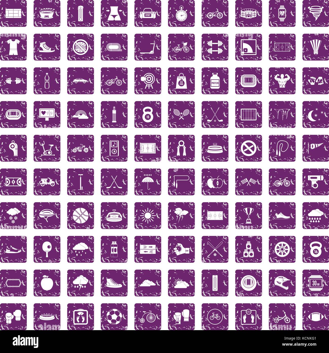 100 cycling icons set grunge purple Stock Vector Image & Art - Alamy