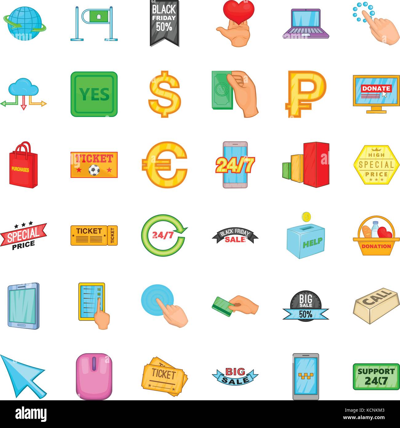 Touching button icons set, cartoon style Stock Vector Image & Art - Alamy