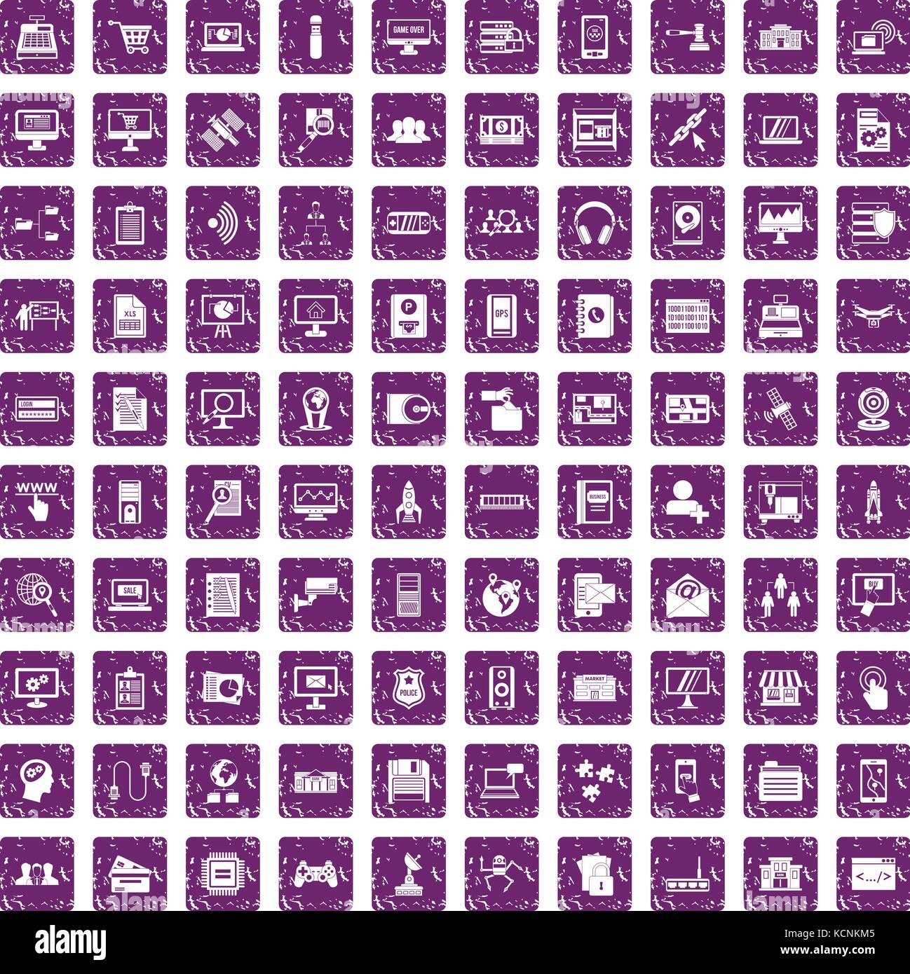 100 database icons set grunge purple Stock Vector Image & Art - Alamy