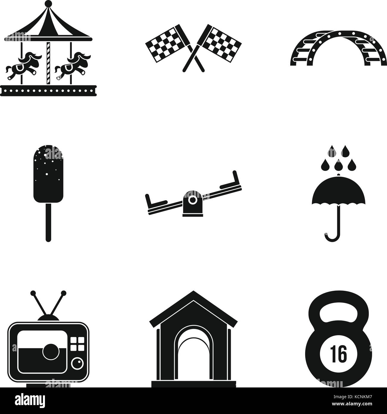 Playing in the yard icons set, simple style Stock Vector Image & Art ...