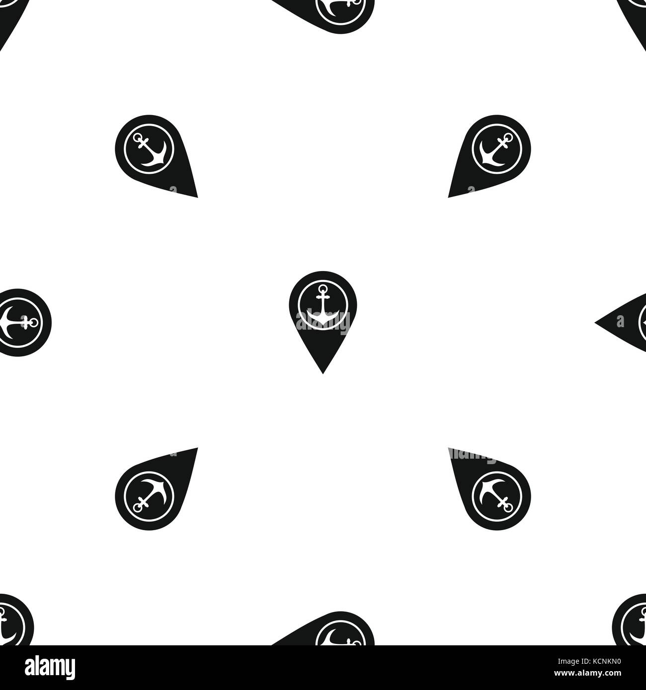 Map pointer with symbol anchor and sea port pattern seamless black ...