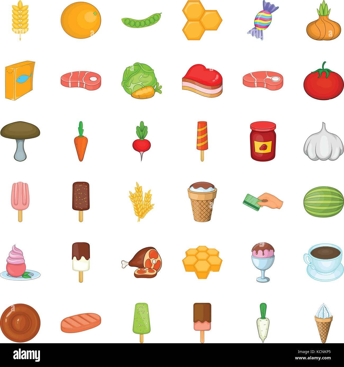 Food icons set, cartoon style Stock Vector Image & Art - Alamy