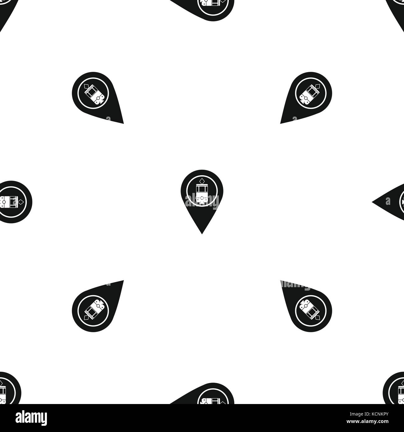 Geo tag with tram sign pattern seamless black Stock Vector Image & Art ...