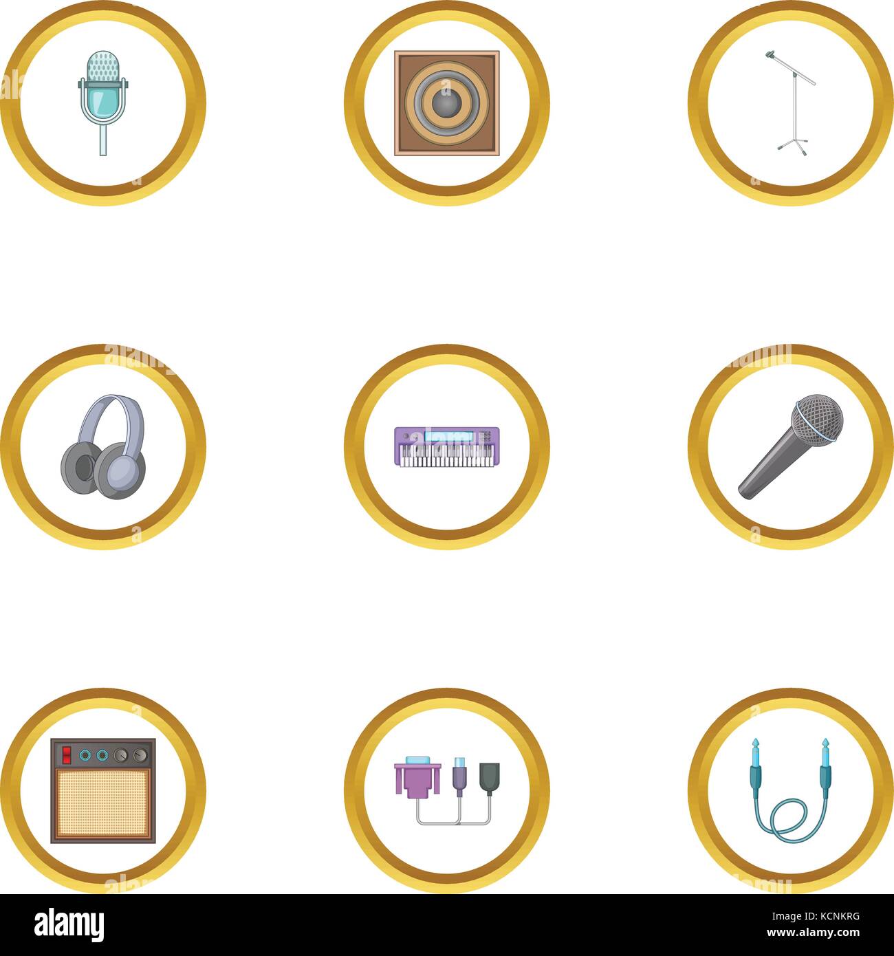Music studio equipment icons set, cartoon style Stock Vector Image ...