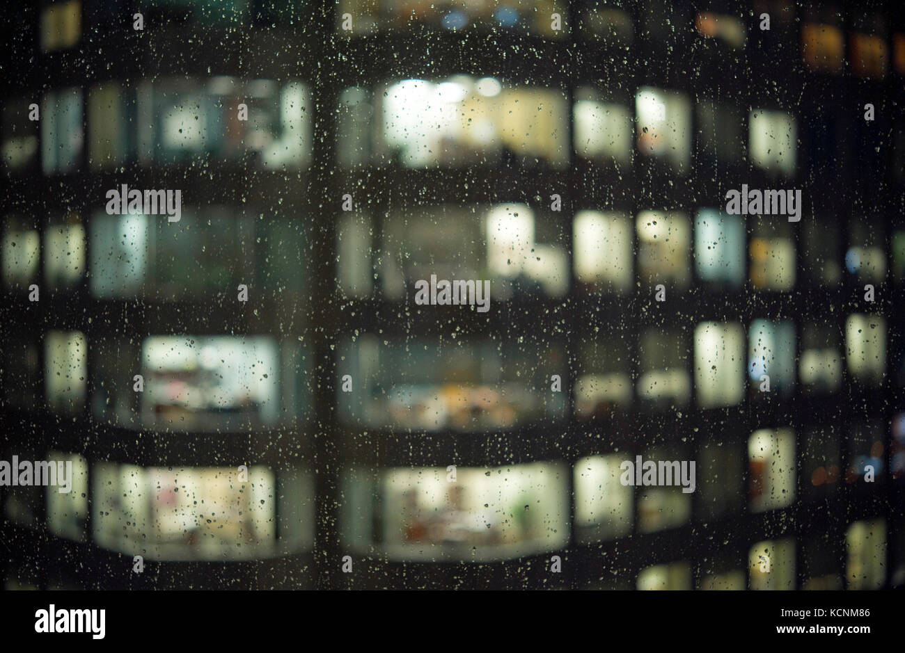 Toronto downtown lights in the rain seen through a window Stock Photo ...