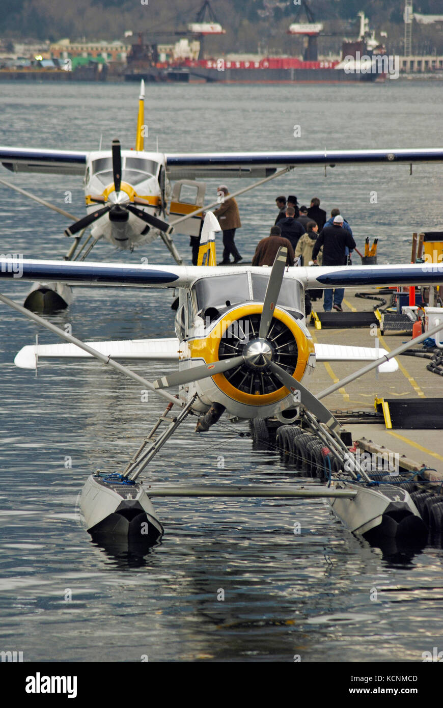 Passengers boarding a hydroplane heading to Victoria in Coal Harbour ...