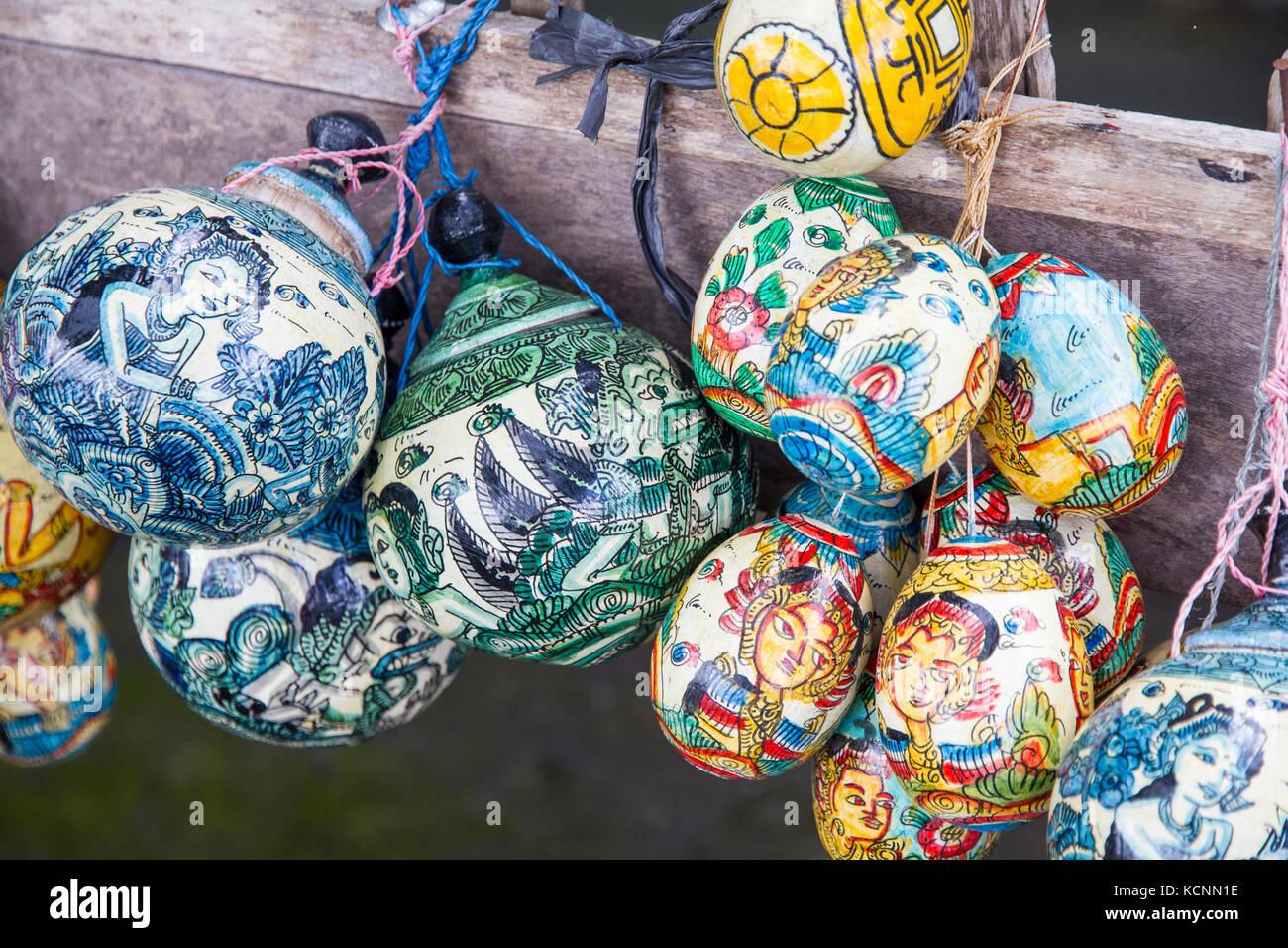Colorful pots on display at an Indonesian Market Stock Photo - Alamy