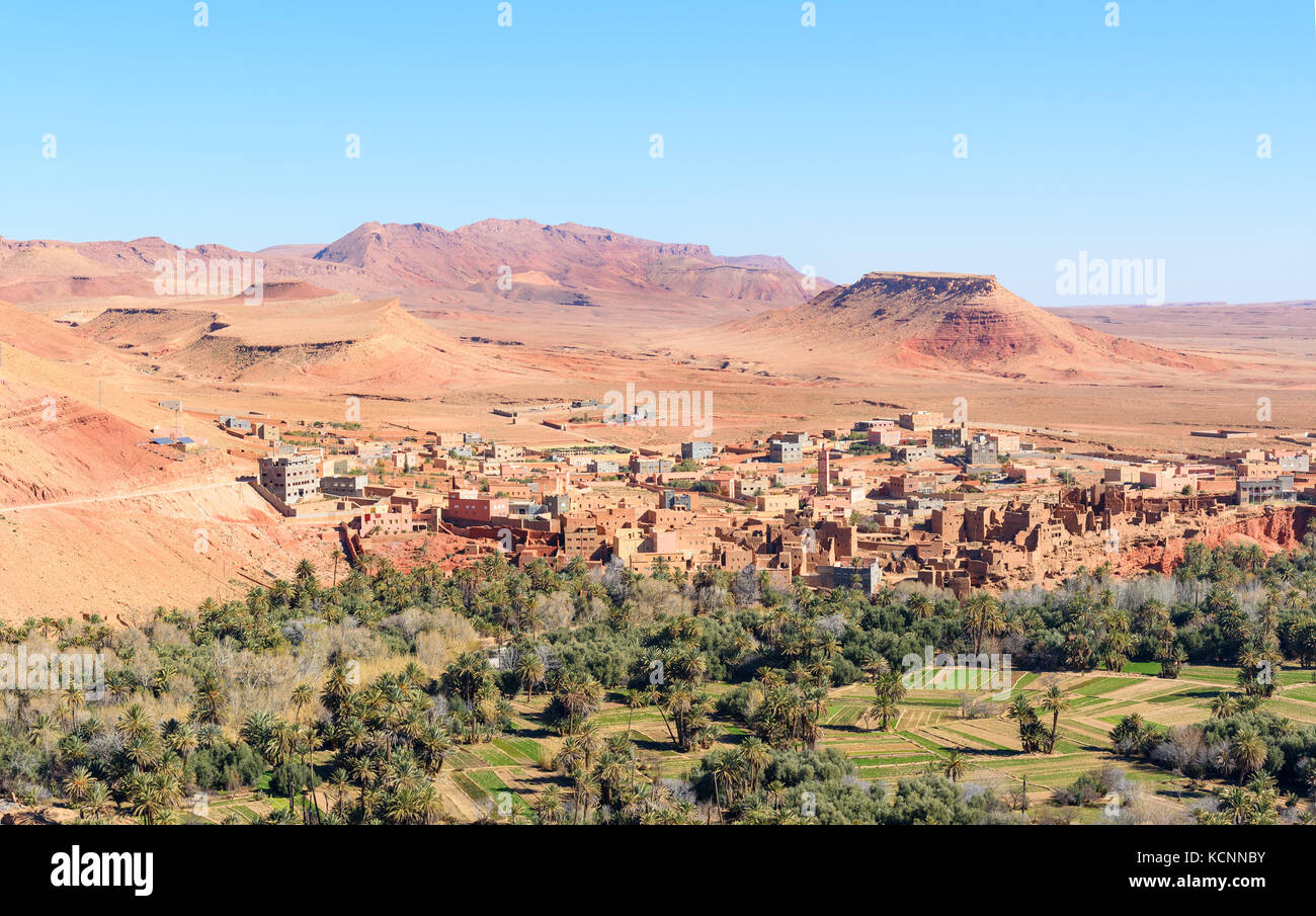 View city of Tinghir city and oasis. The city is at the center of Todra ...