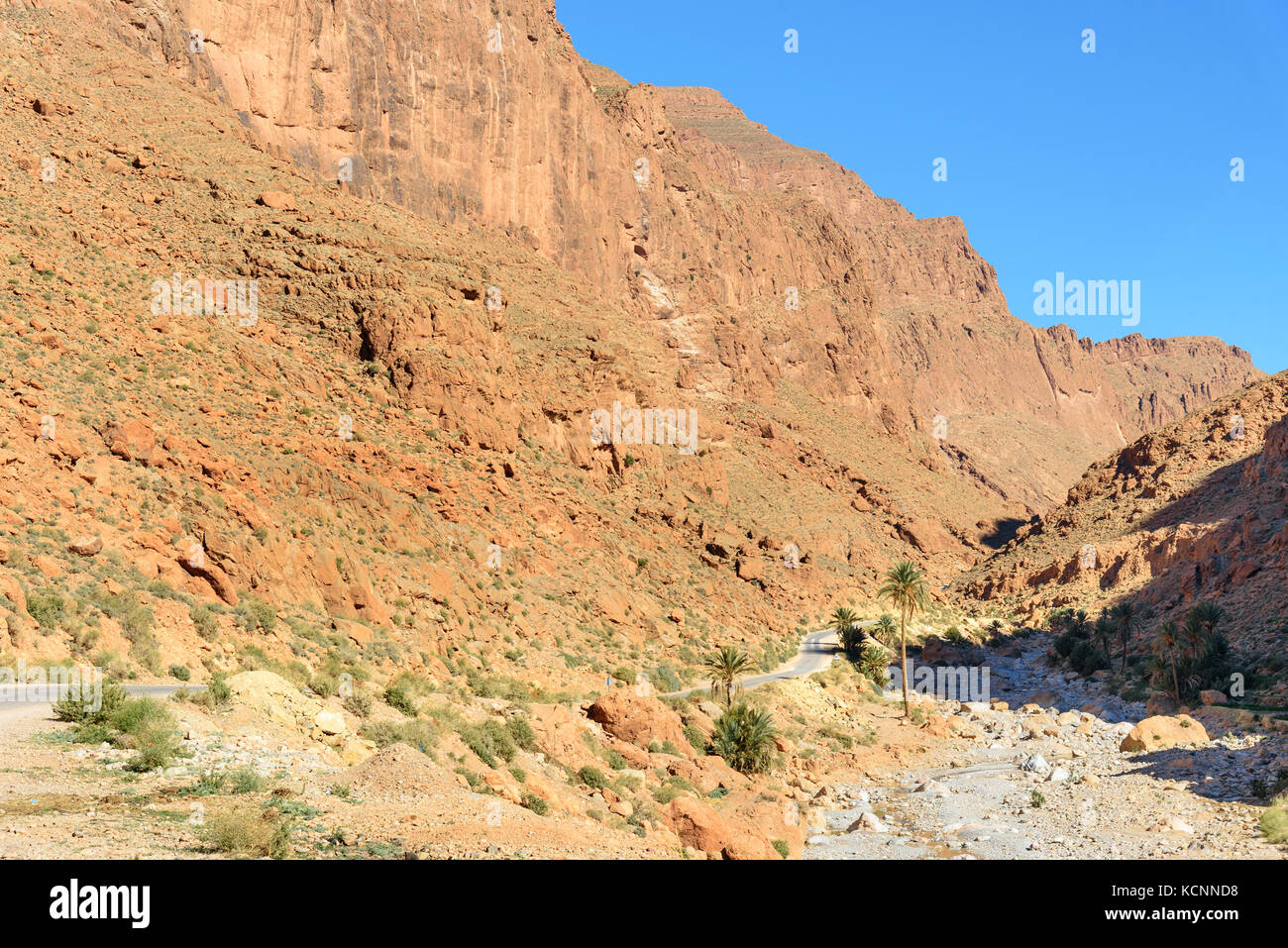 Road to Todgha Gorge is canyon in Atlas Mountains, near Tinghir in ...