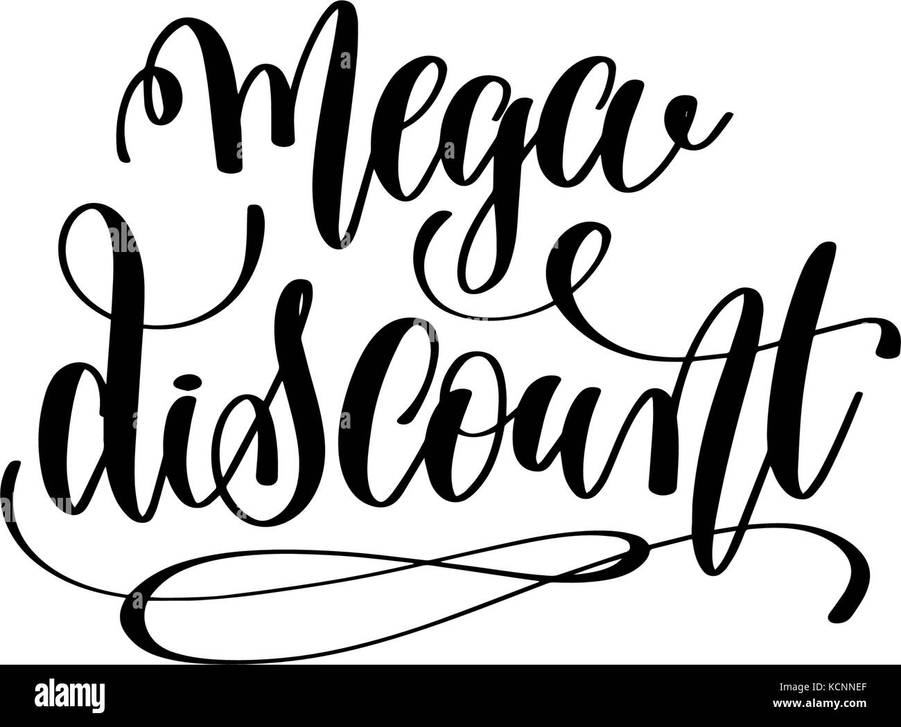 mega discount hand lettering inscription, black ink calligraphy Stock ...