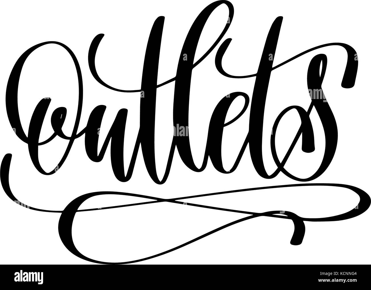 outlets hand lettering inscription, black ink calligraphy Stock Vector ...