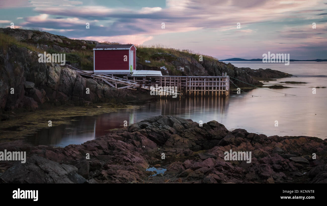 the sunseting over fishing stages , Change Islands, Newfoundland ...