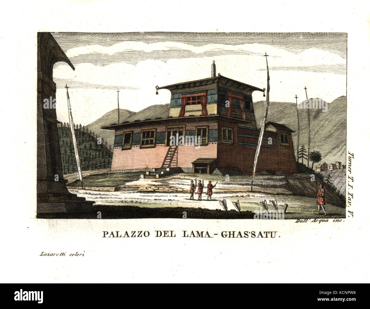 Residence of the Lam' Ghassatoo, Bhutan. Illustration by Lieutenant ...