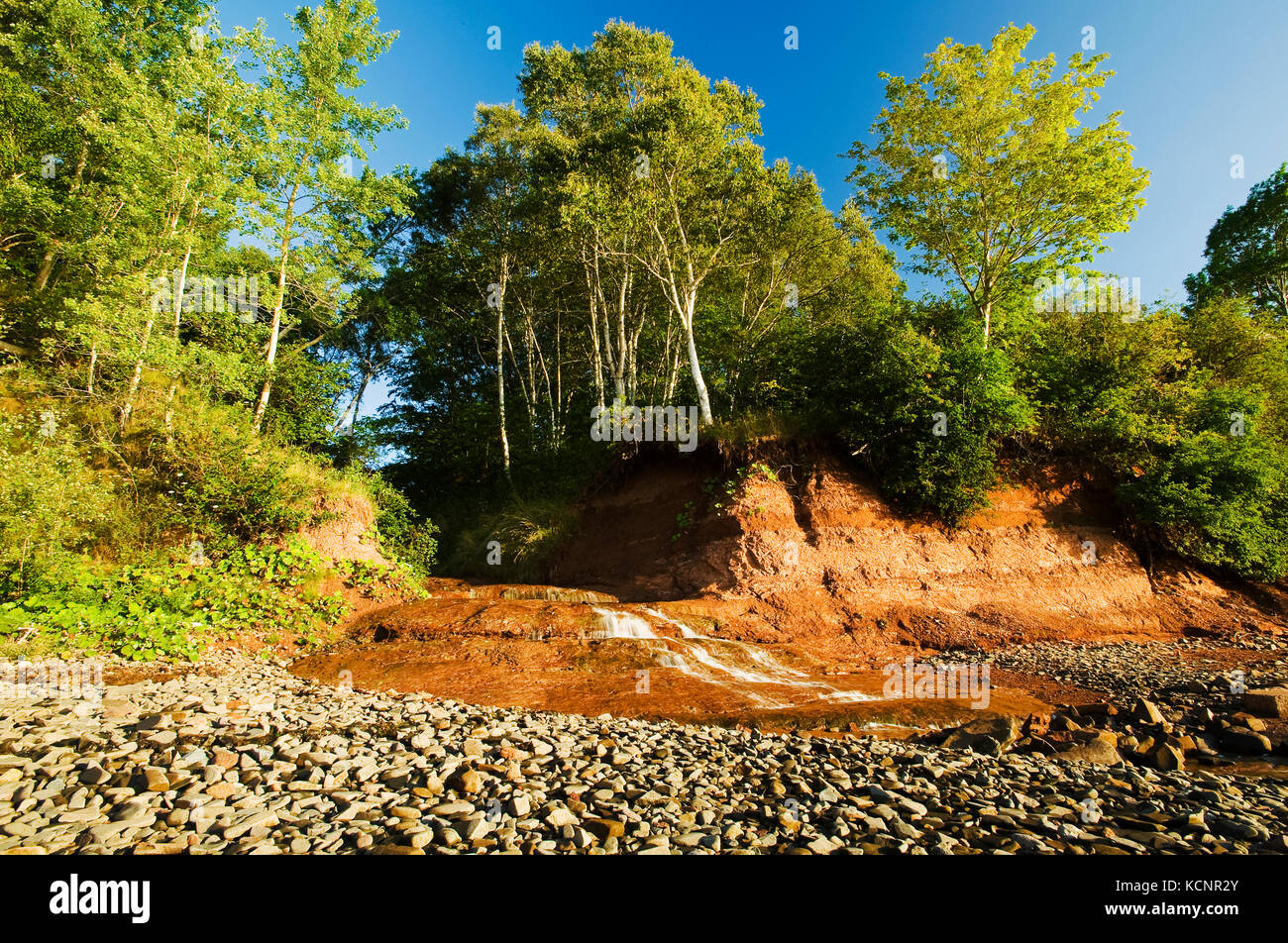 low tide/sandstone cliffs, Cape Blomidon Provincial Park in the Minas ...