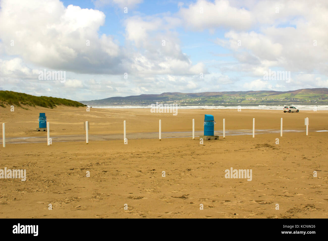 The golden sands of the deserted beach at Benone in County Londonderry ...