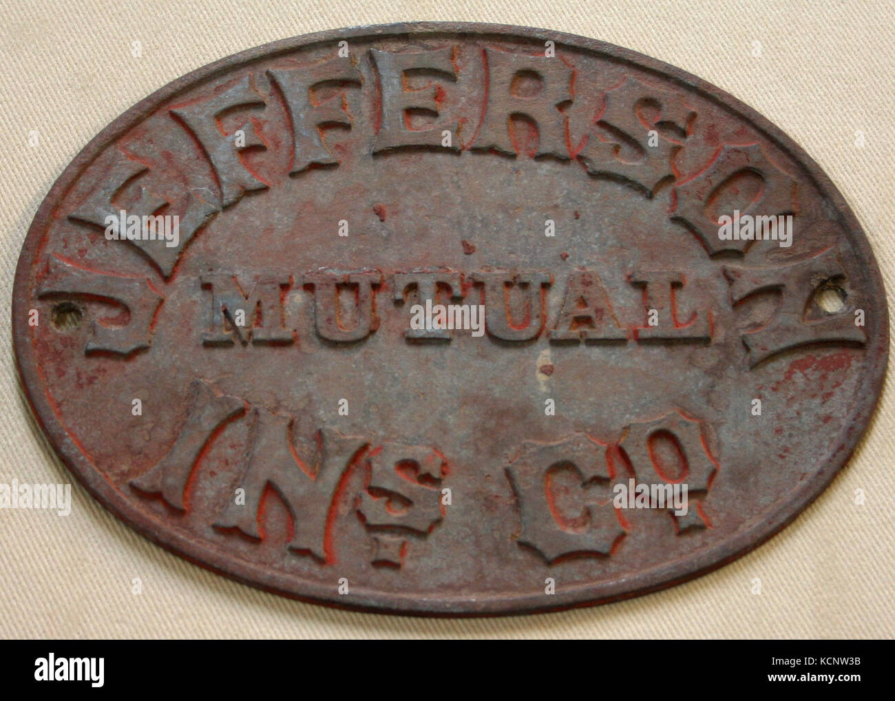 This image depicts a fire mark from the Jefferson Mutual Insurance ...