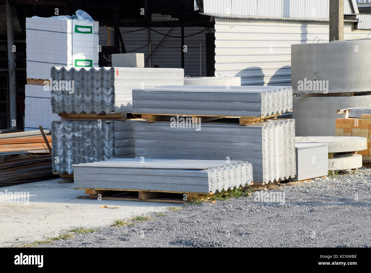 Sheets of slate on the building base Stock Photo - Alamy