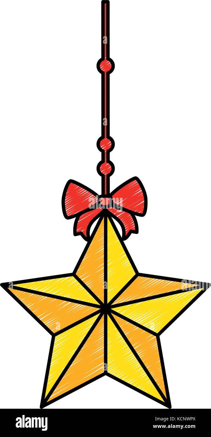 decorative star with bow hanging vector illustration design Stock ...