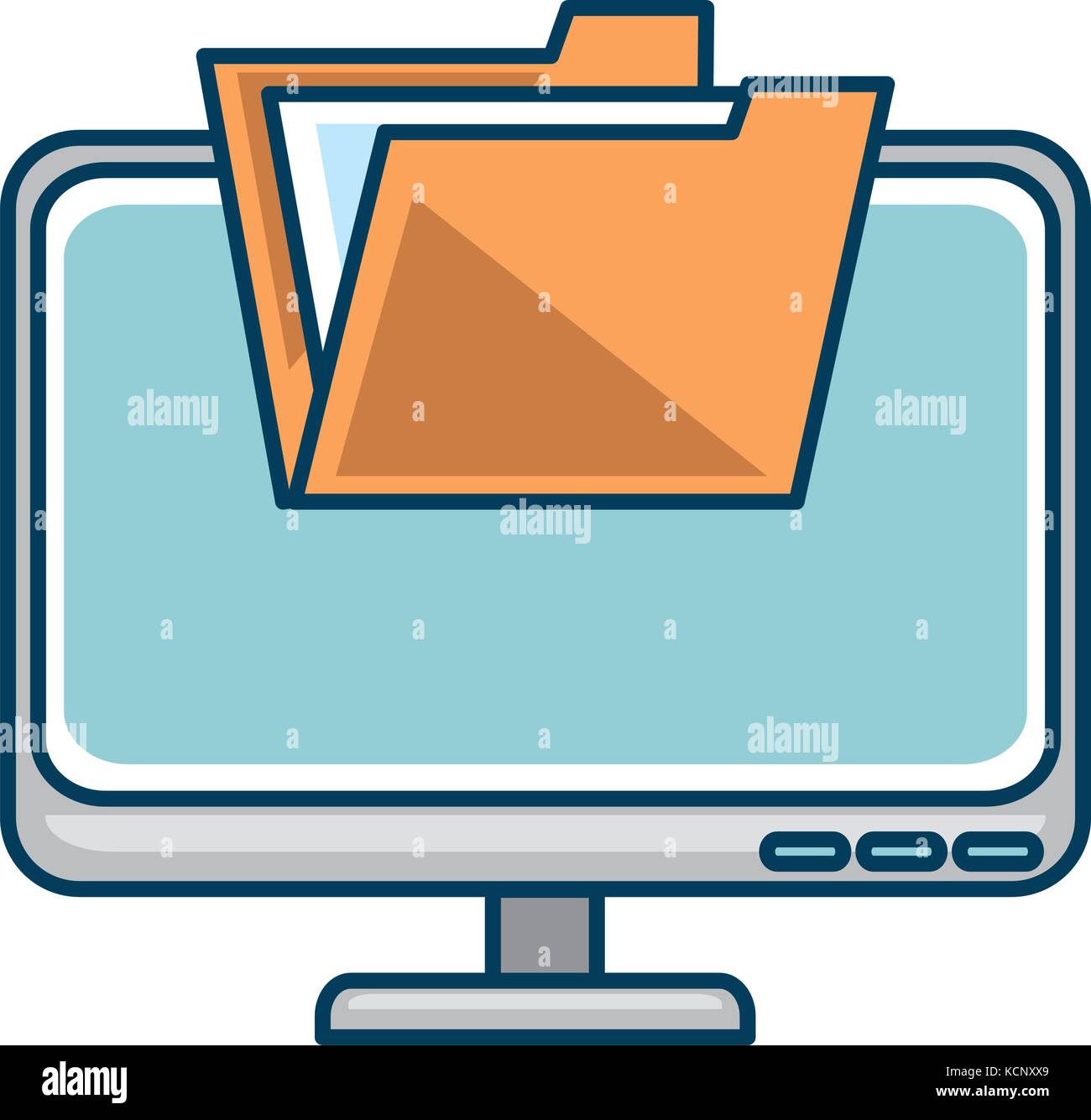 computer display with folder vector illustration design Stock Vector ...