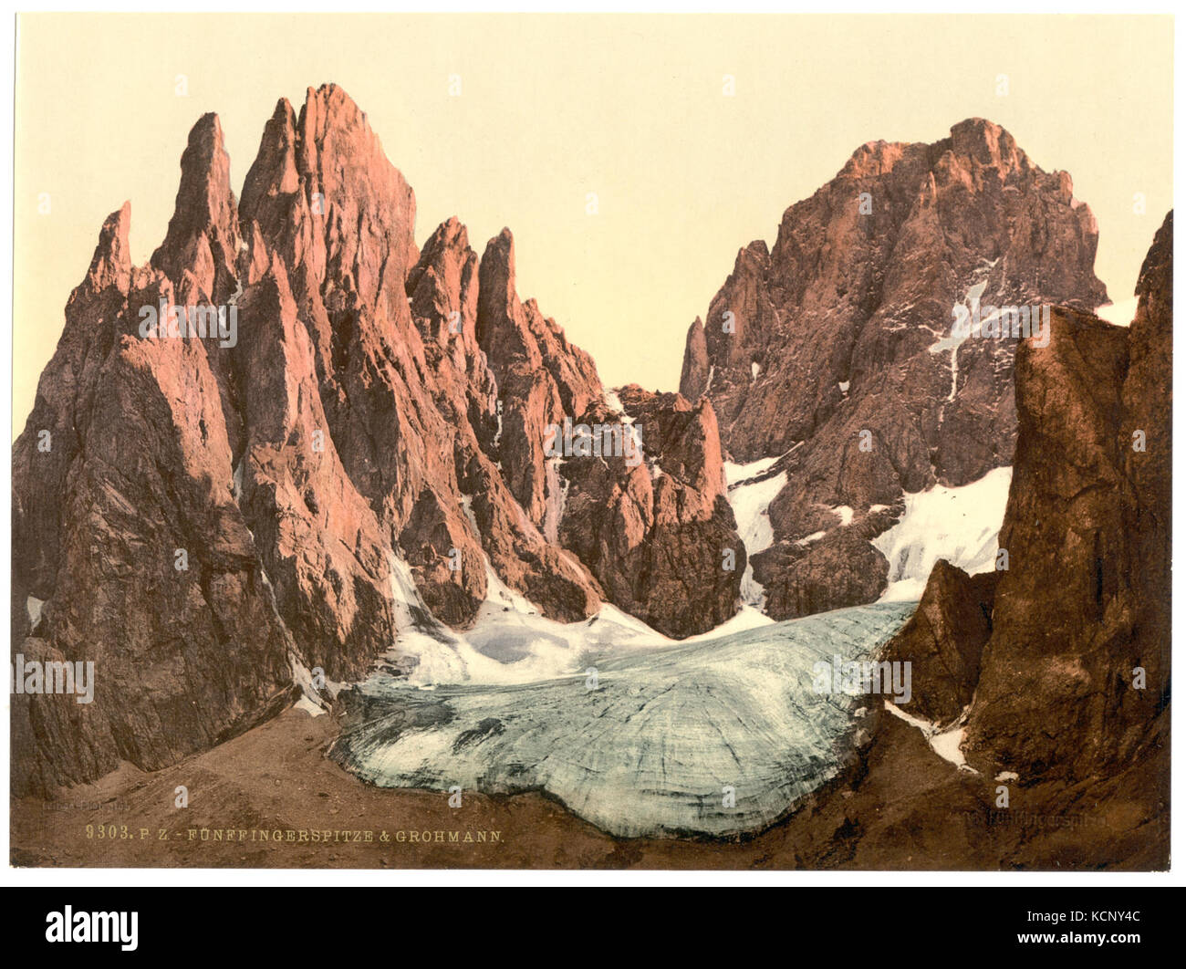 The image captures the iconic Funffingerspitze and Grohmann peaks in ...