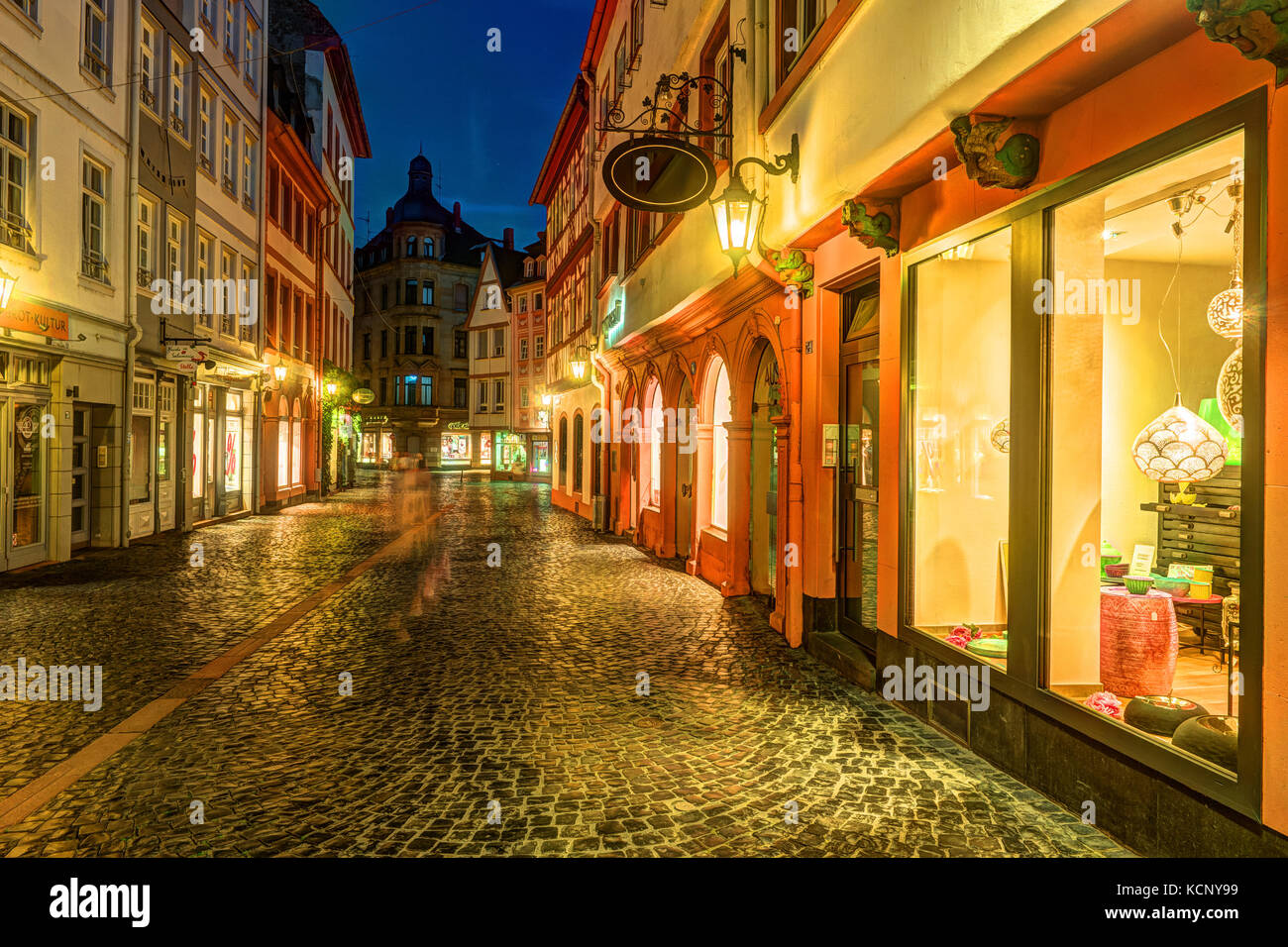 Night streets of Mainz Stock Photo - Alamy