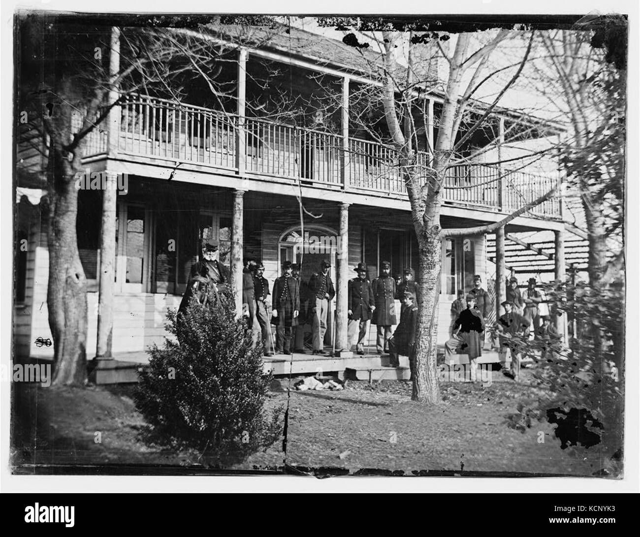Brigade headquarters at Fort Lincoln01355v Stock Photo - Alamy