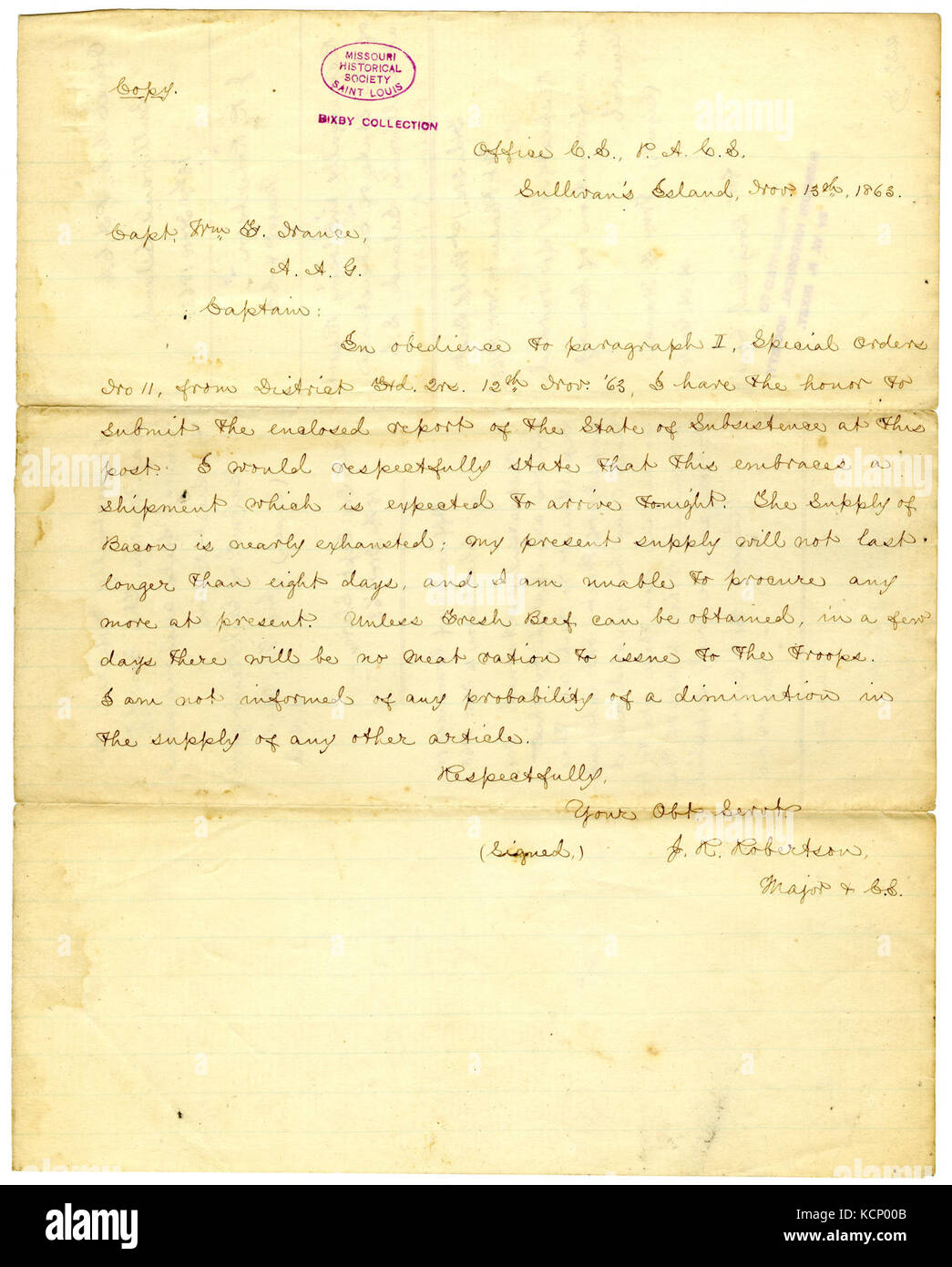 This historical letter, written by J.R. Robertson from Sullivan's ...