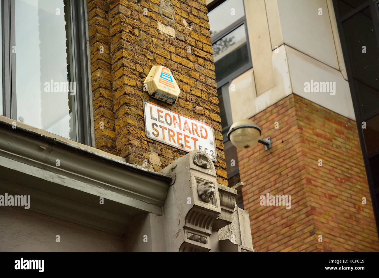 Leonard Street sign on a building in East London, England, UK Stock ...