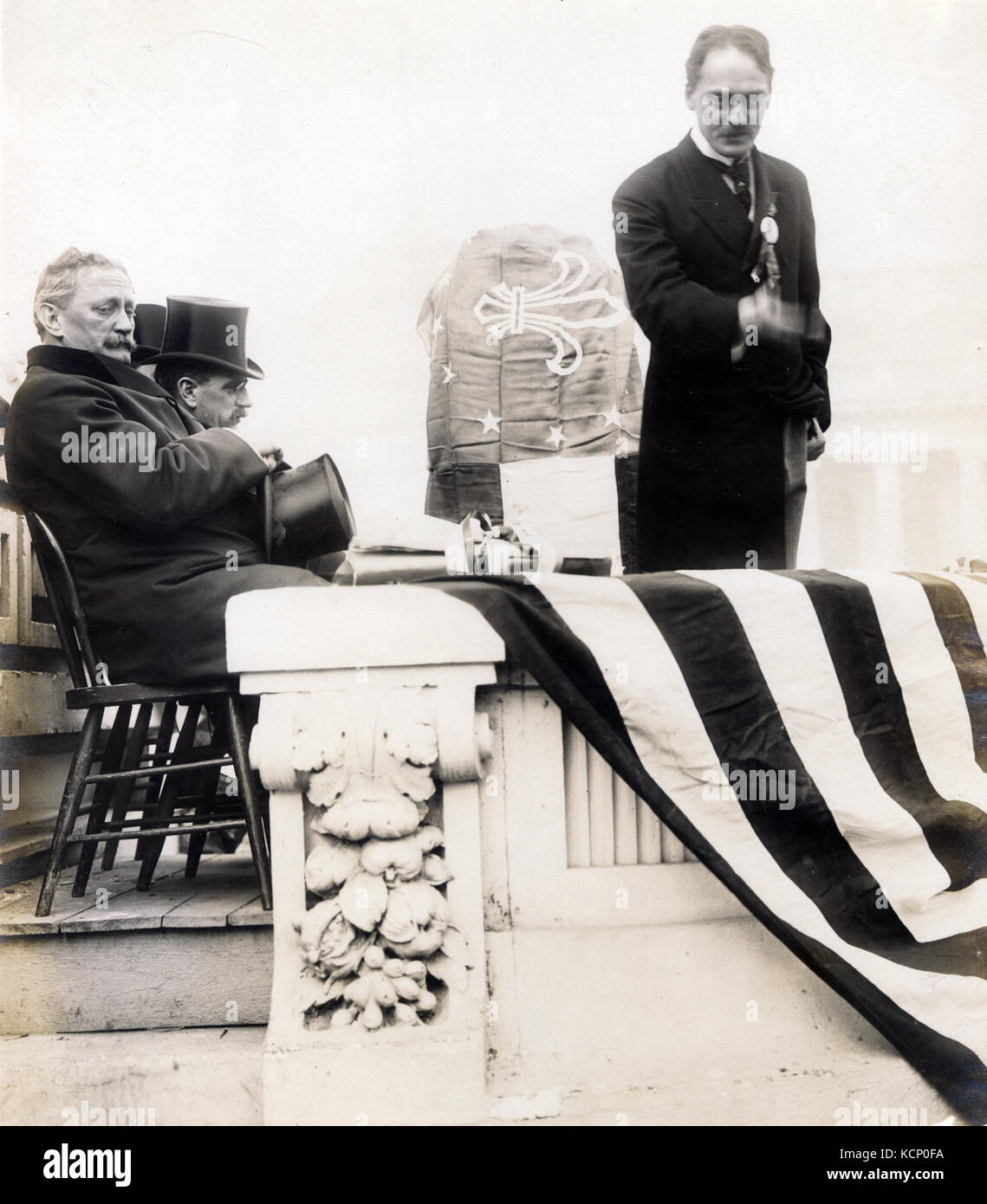 This illustration depicts Festus J. Wade presenting David R. Francis ...