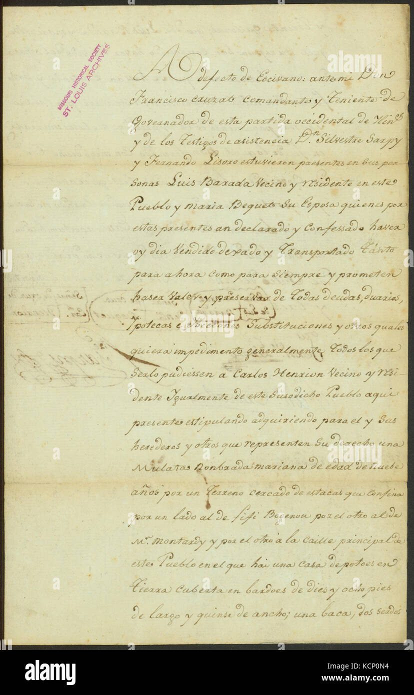 Document signed Francisco Cruzat et al., July 18, 1783 Stock Photo - Alamy