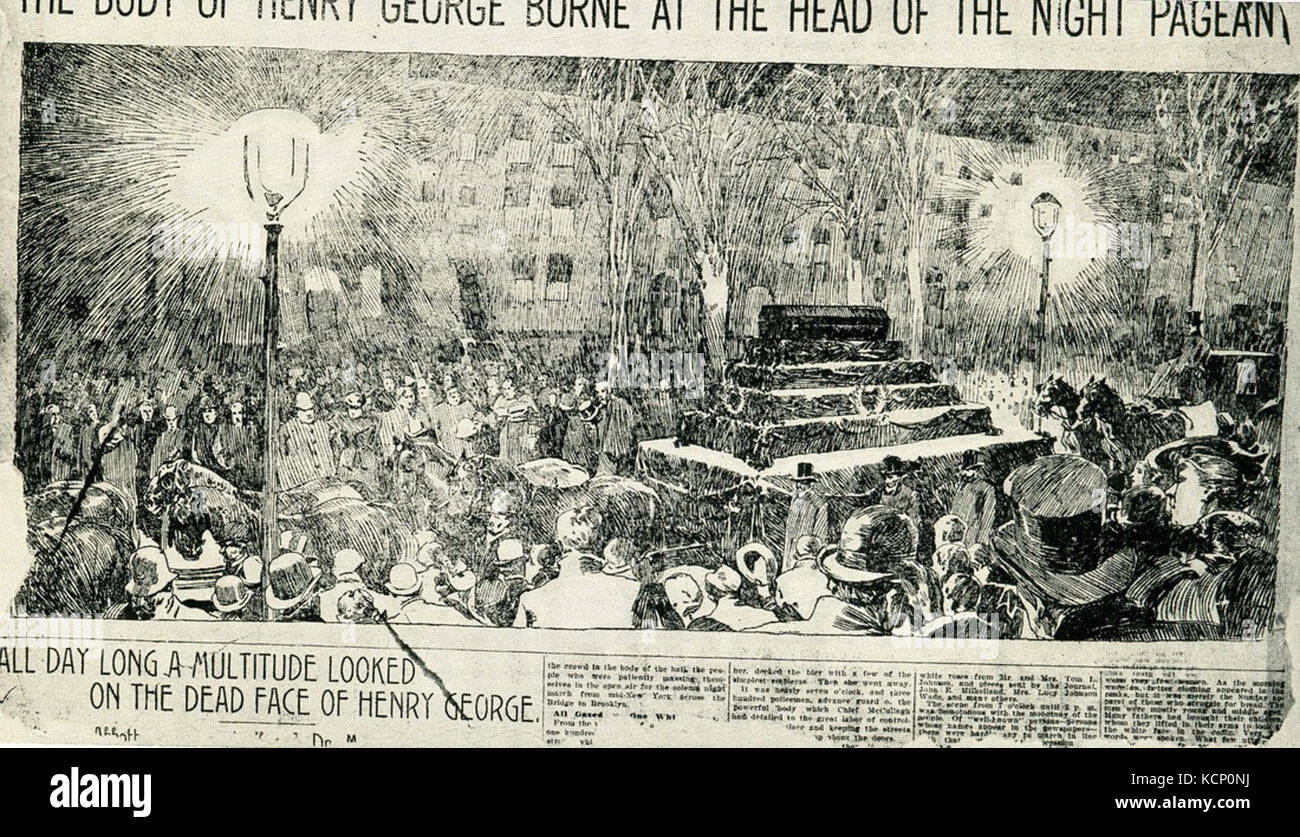 Artist depiction of funeral procession for Henry George Stock Photo - Alamy