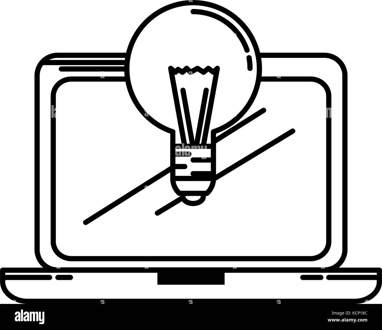 laptop computer with bulb vector illustration design Stock Vector Image ...
