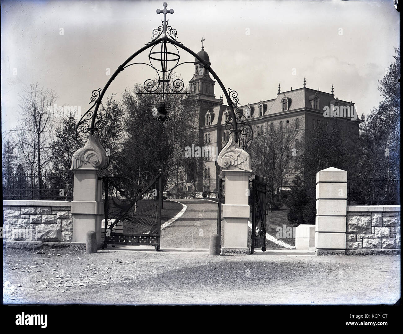 Entrance gates at Maryville, located at the corner of Meramec Street ...