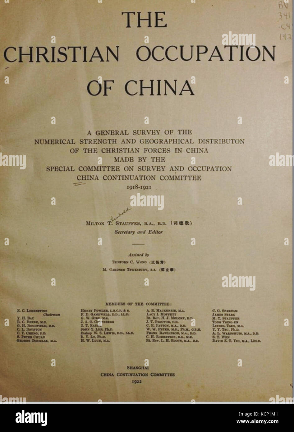 Christian Occupation of China Title Page Stock Photo - Alamy