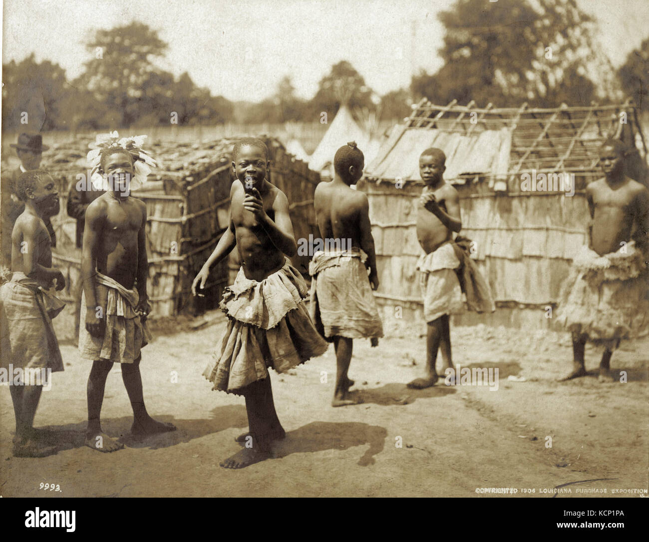 Group of Pygmy young men in the Department of Anthropology exhibit at ...