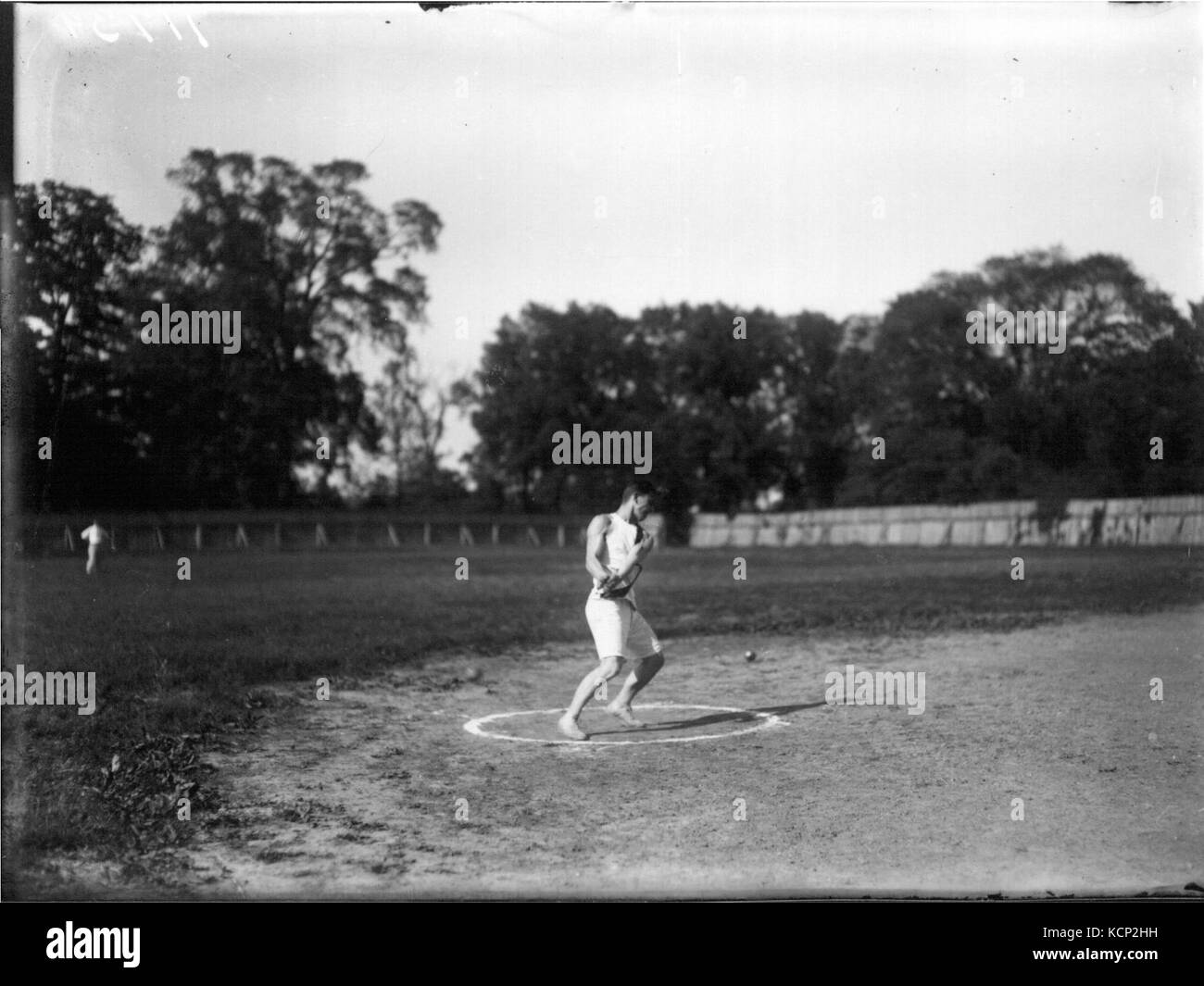 Discus throwing event at high school track meet 1912 (3191476856 Stock ...