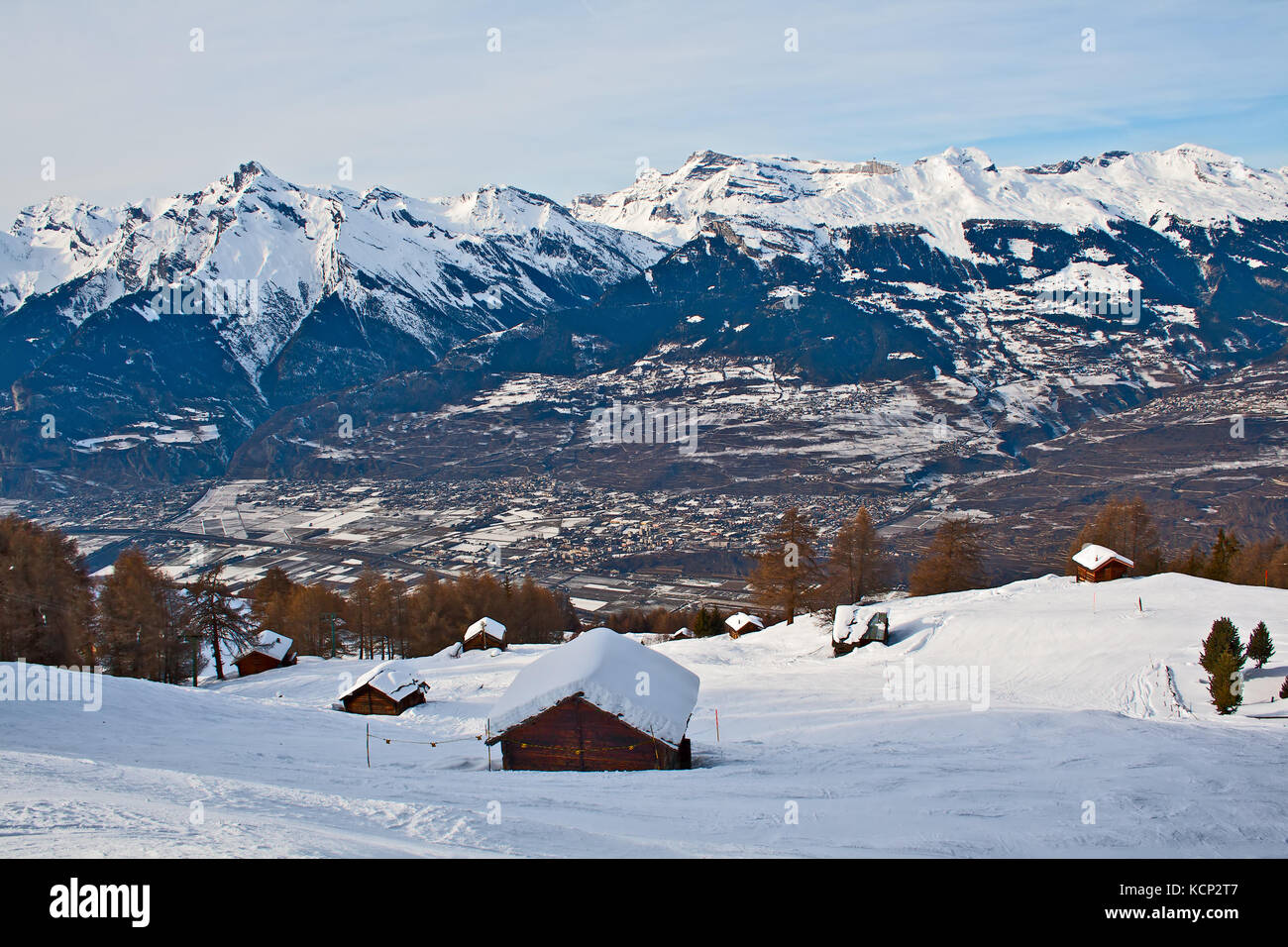 Small houses on a hillside, Swiss Alps Stock Photo - Alamy