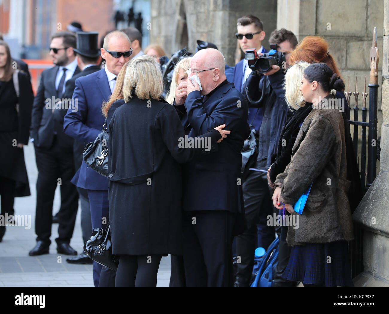 Comforted Outside Salford Cathedral Ahead Funeral Service High ...