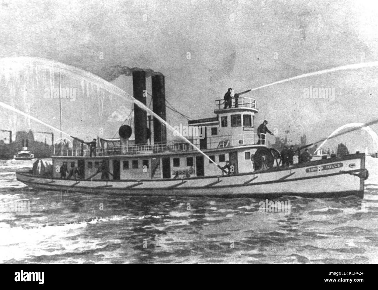 Drawing of the FDNY fireboat Zophar Mills Stock Photo - Alamy