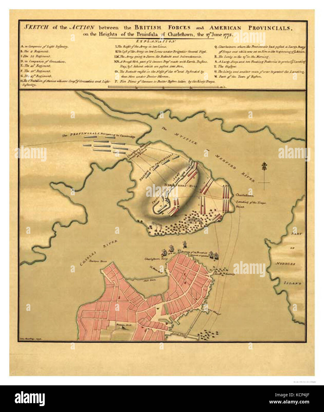 Battle of bunker hill map hi-res stock photography and images - Alamy