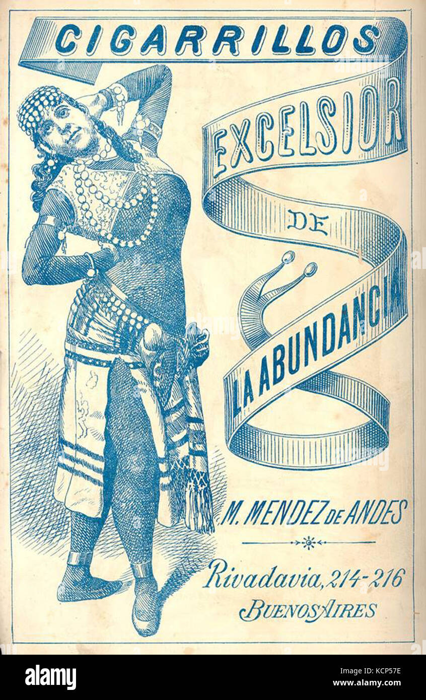 Cigarrillos excelsior aviso 1886 Stock Photo - Alamy