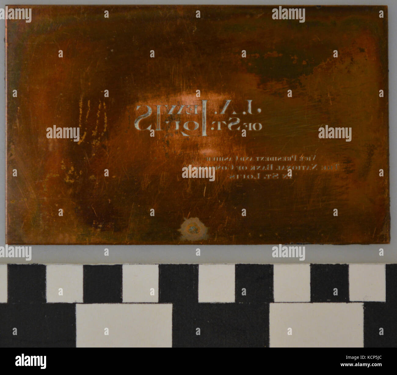 Engraved Metal Printing Plate for The National Bank of Commerce Vice ...