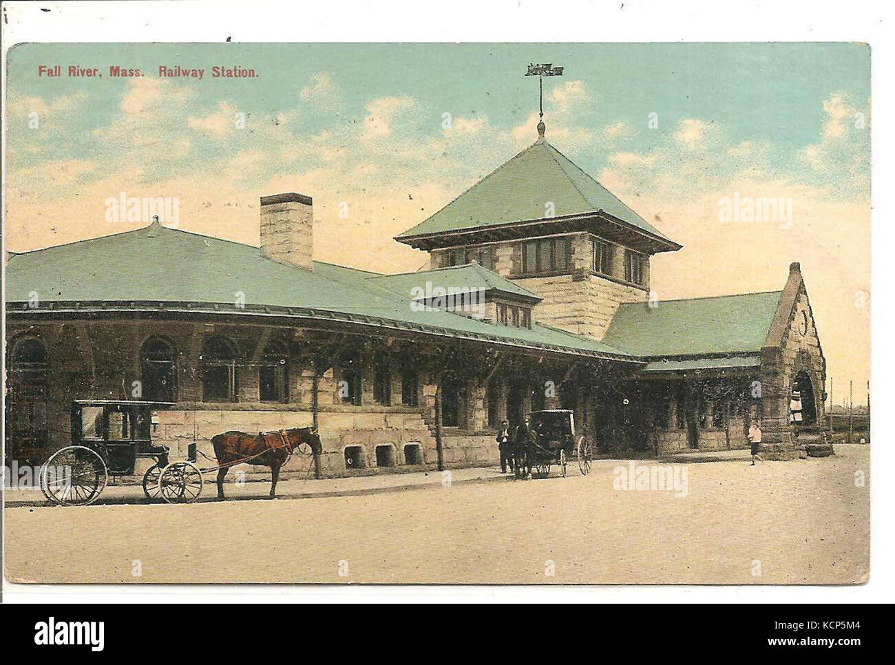 Fall River station 1910 postcard Stock Photo - Alamy